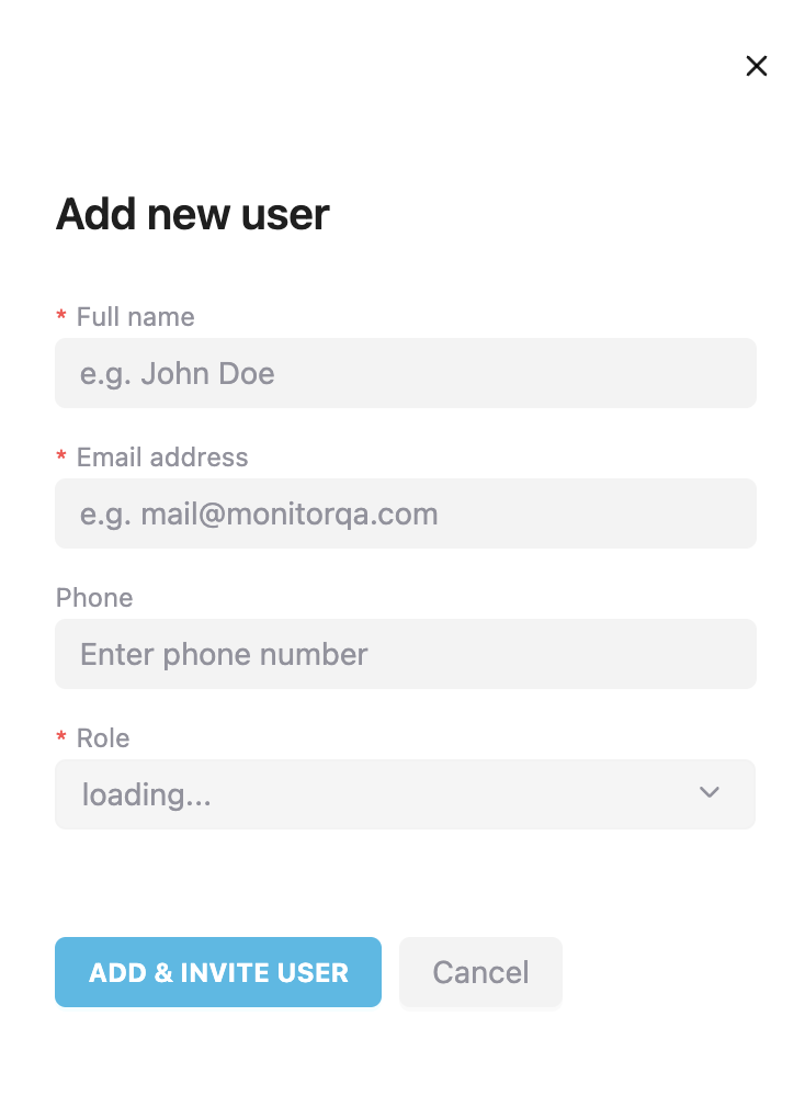 Adding users, assigning roles and permissions – MonitorQA